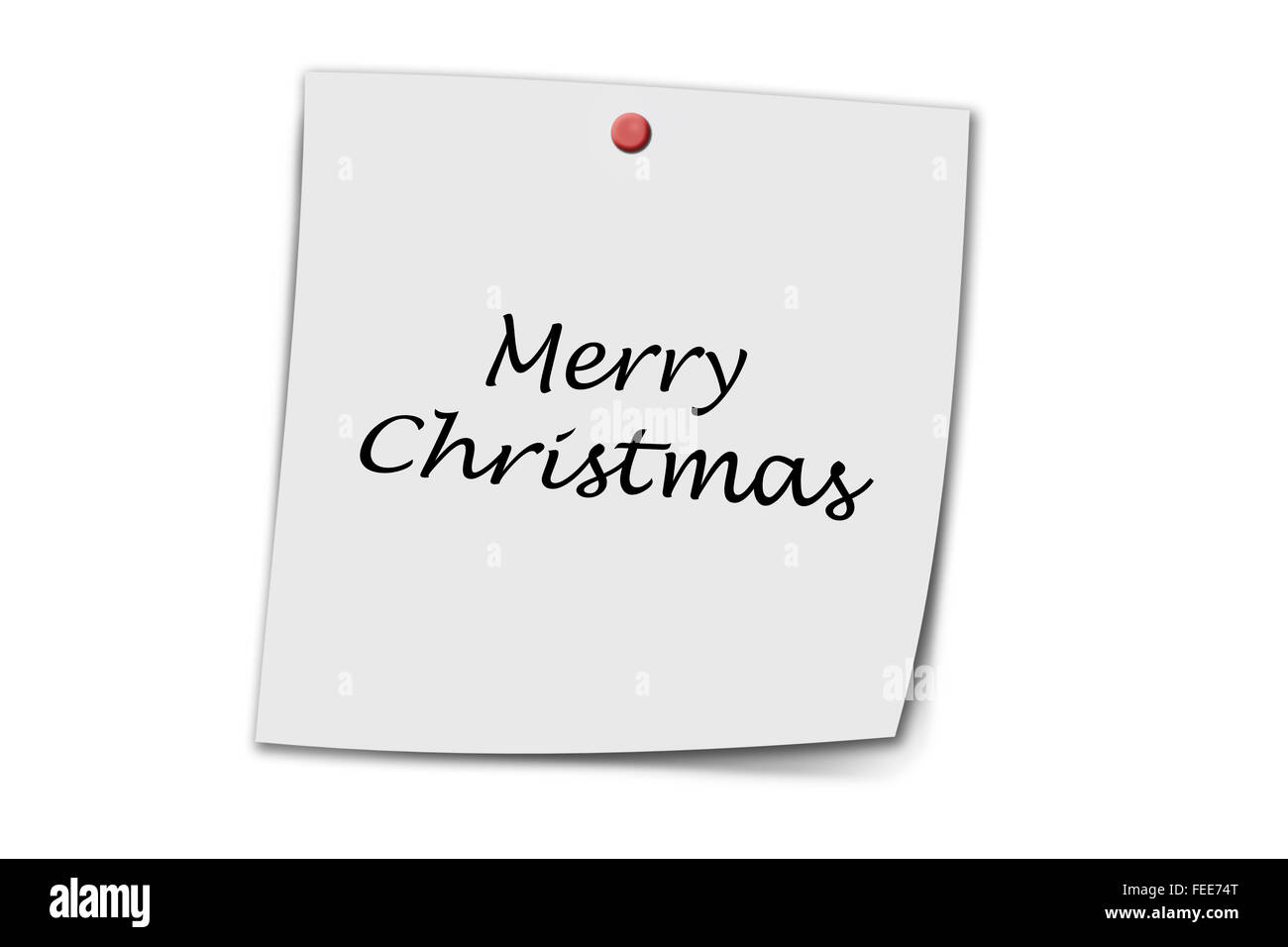 Merry christmas written on a memo isolated on white Stock Photo - Alamy
