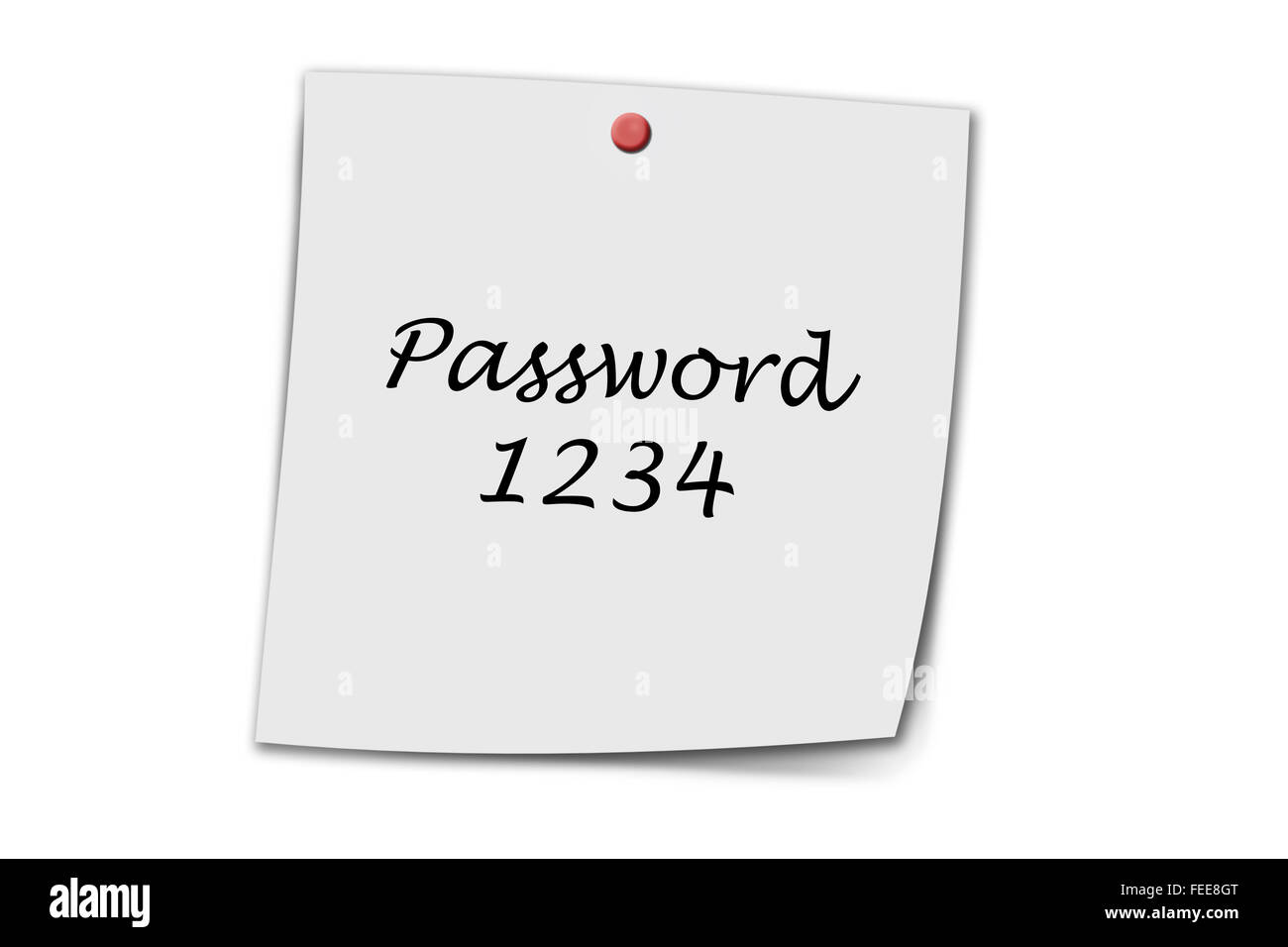 Password 1234 written on a memo isolated on white Stock Photo - Alamy