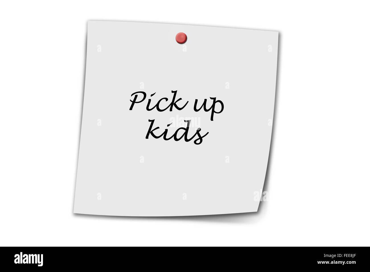 Pick up kids written on a memo isolated on white background Stock Photo ...