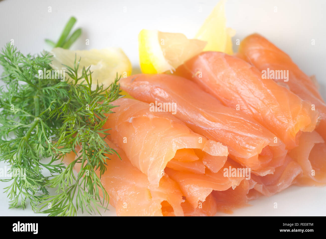 smoked samon on plate Stock Photo - Alamy