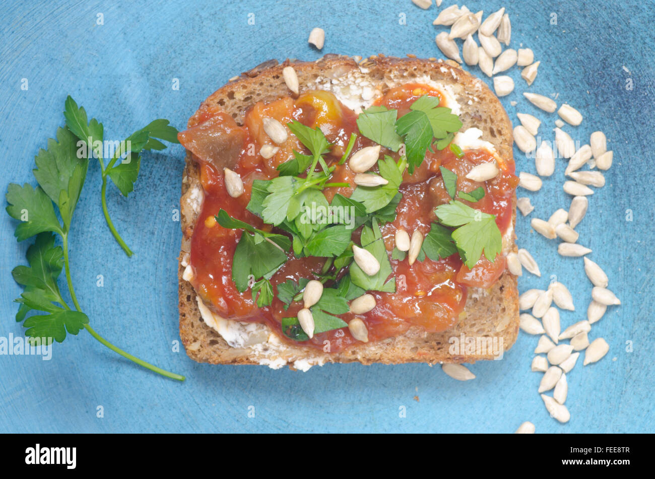 open sandwich on plate Stock Photo - Alamy