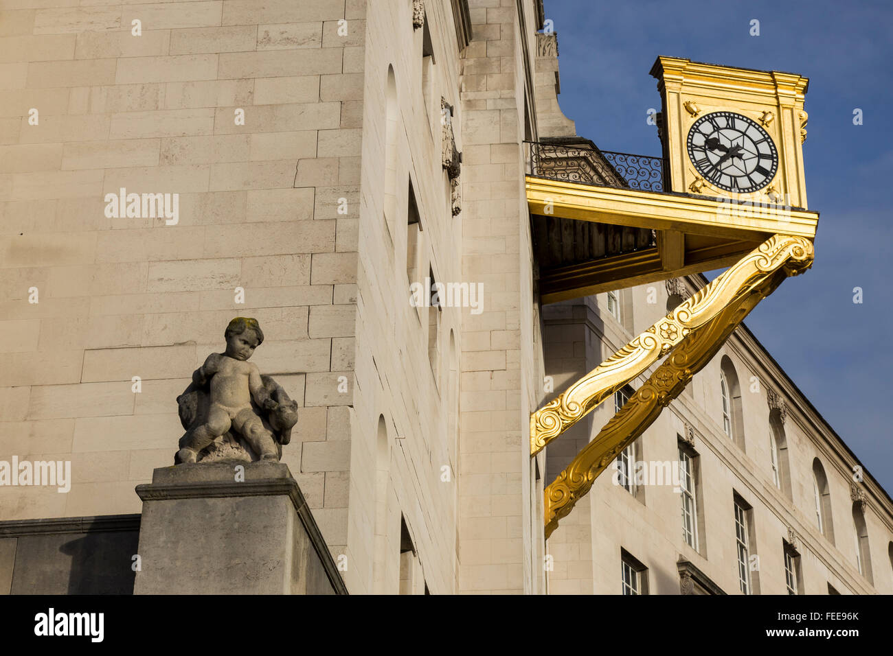 Golden Owl and, Clock in Millennium Square, Leeds Civic Hall, UK Stock ...