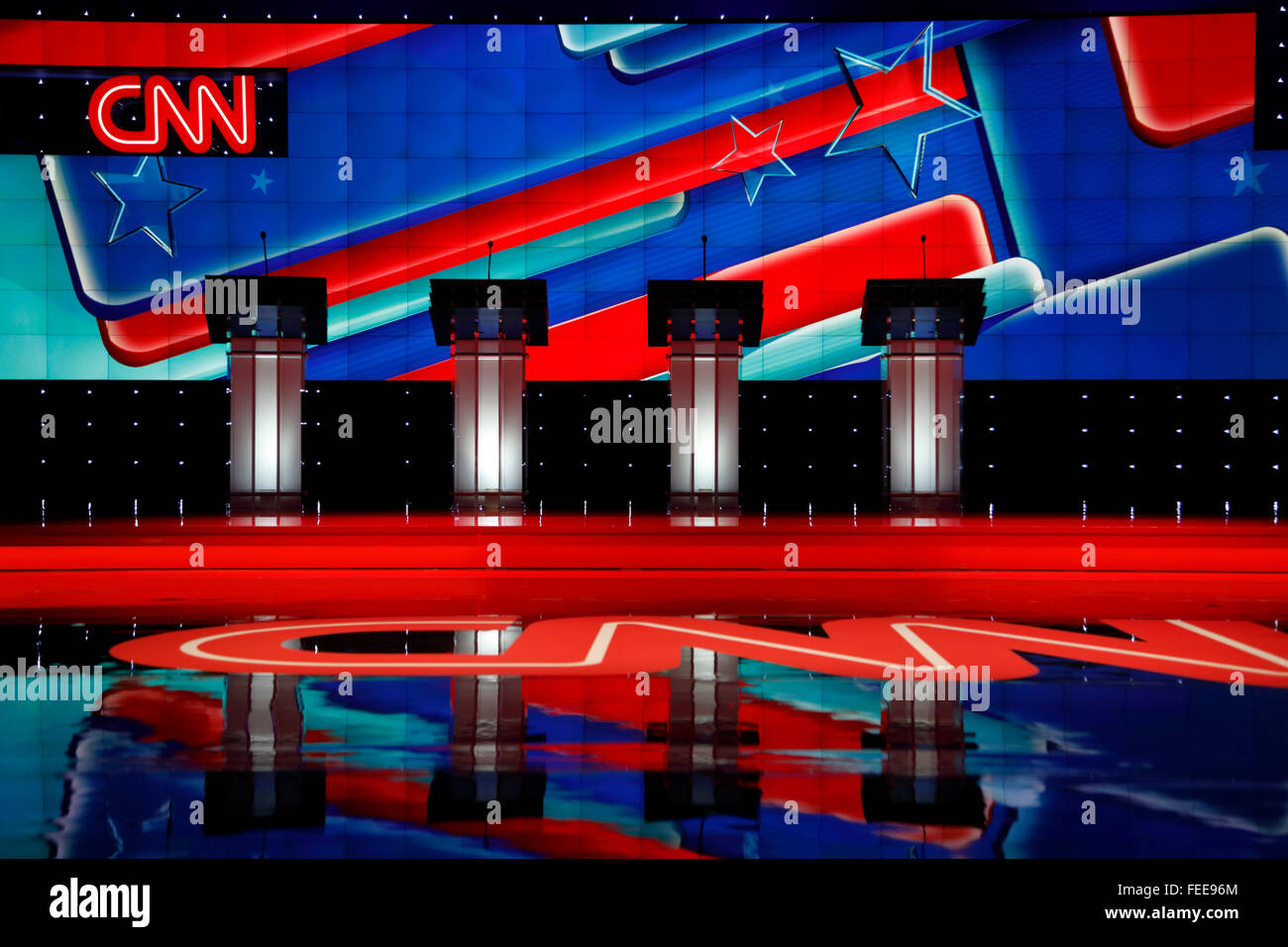 LAS VEGAS, NV, Dec 15, 2015, Empty Podiums at the CNN Republican ...