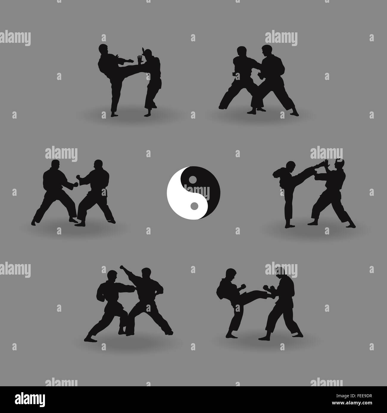 Illustration, group of men karate demonstrate Stock Photo - Alamy