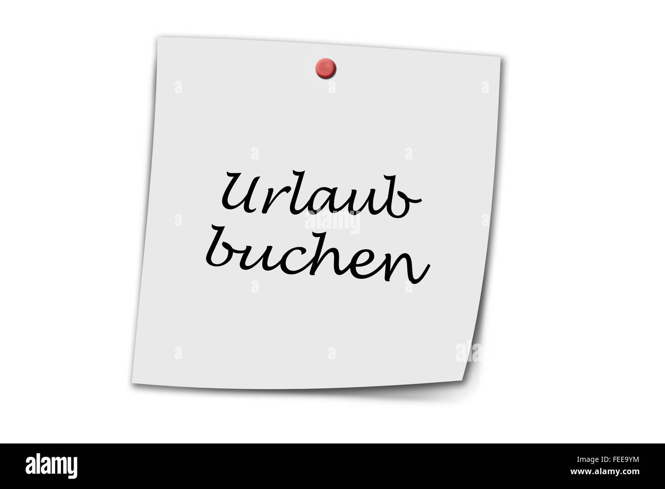 urlaub buchen (german book vavation) written on a memo isolated on ...