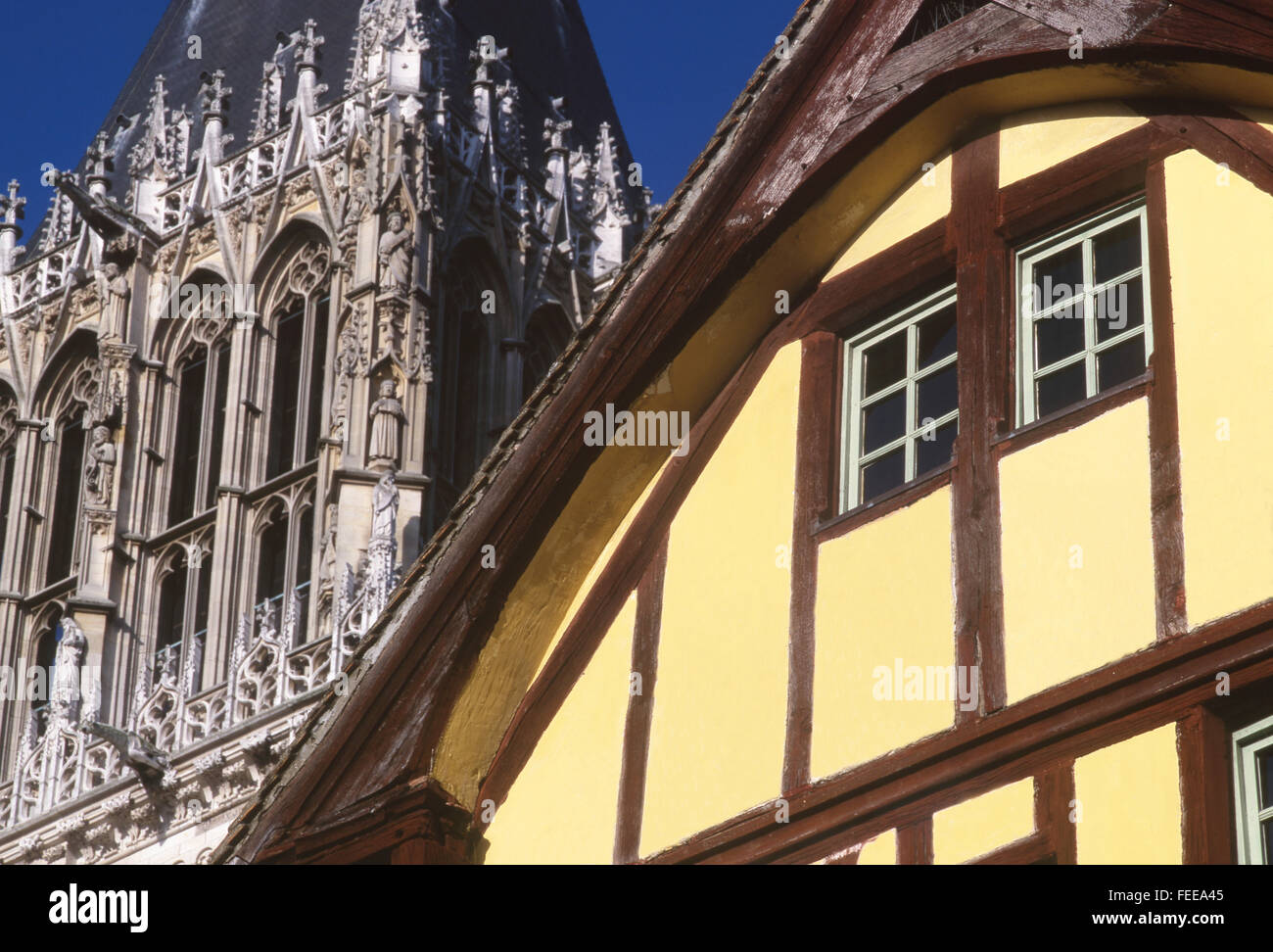Rouen Cathedral and medieval half-timbered house Rouen Seine-Maritime ...