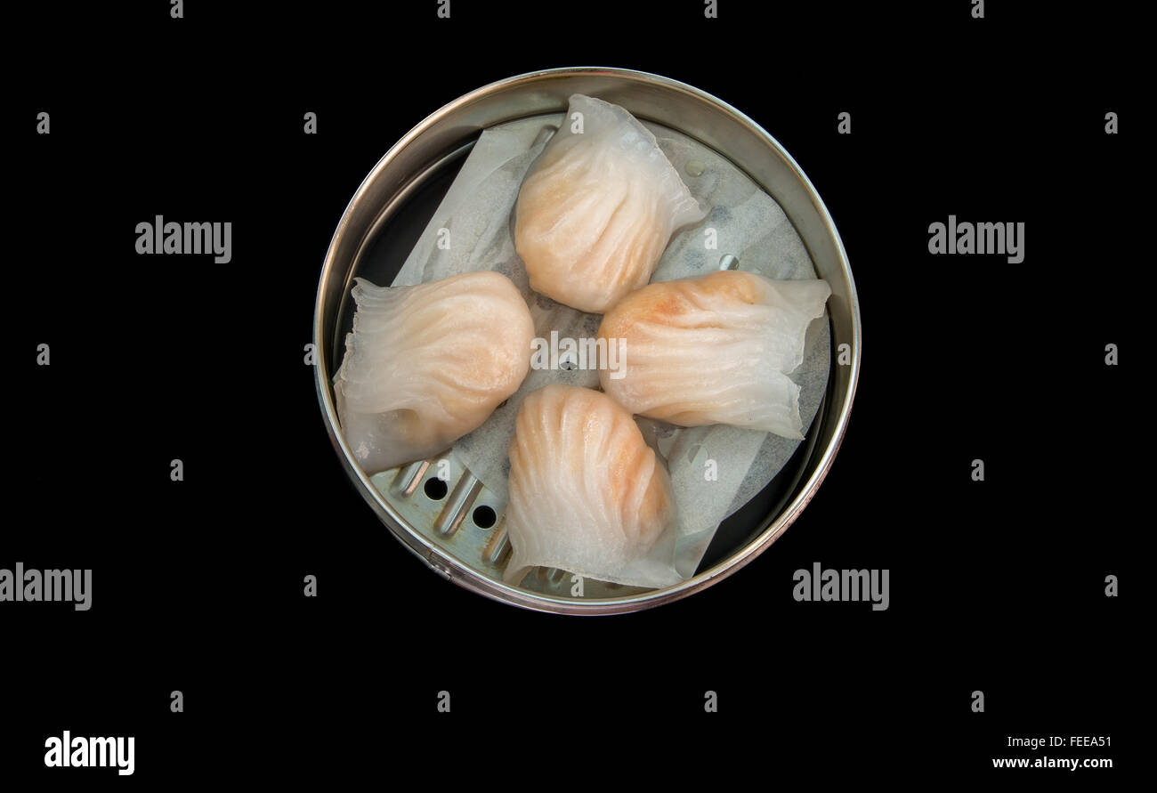 Dim Sum traditional chinese starter on black background Stock Photo - Alamy