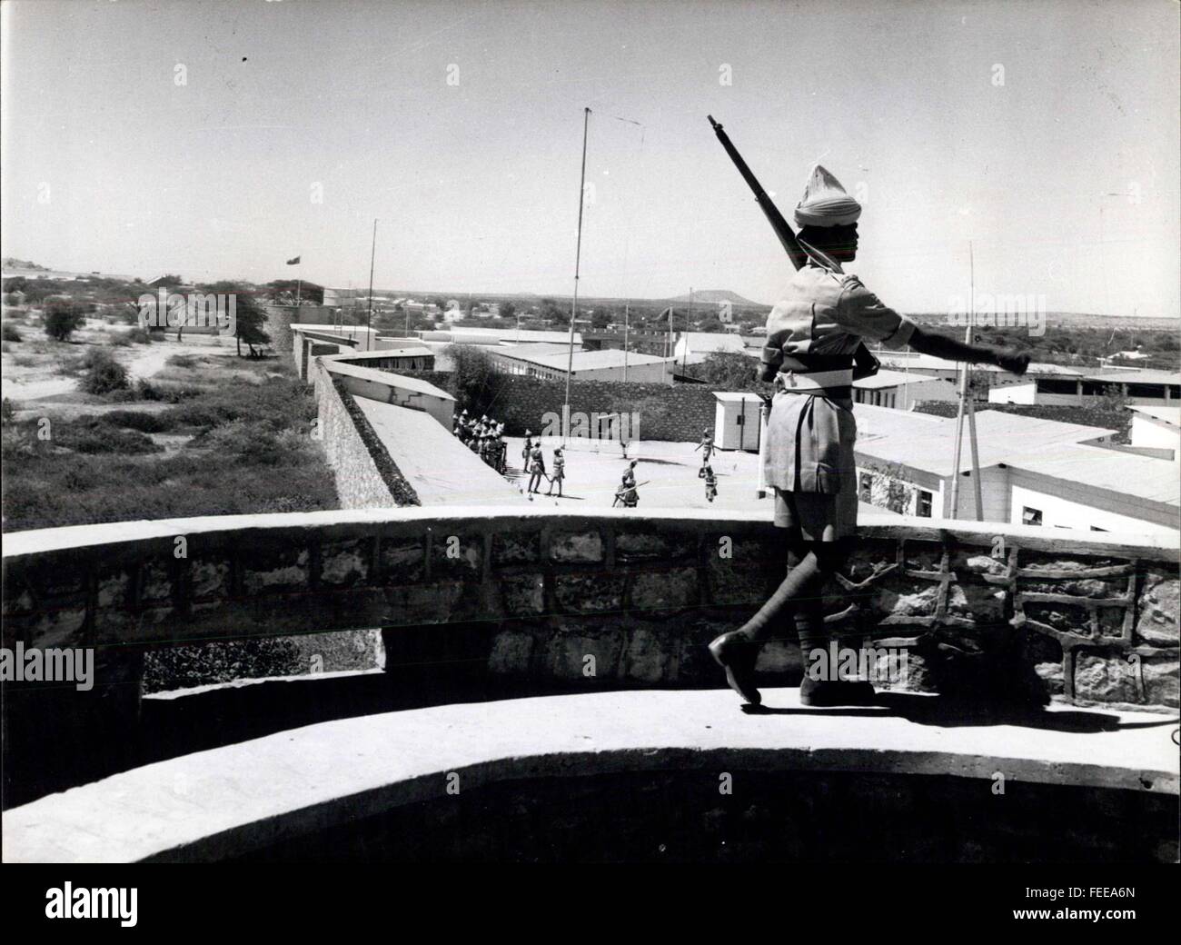 1957 - Somaliland Scouts: The Sentry on the ramparts of the fort gets a ...