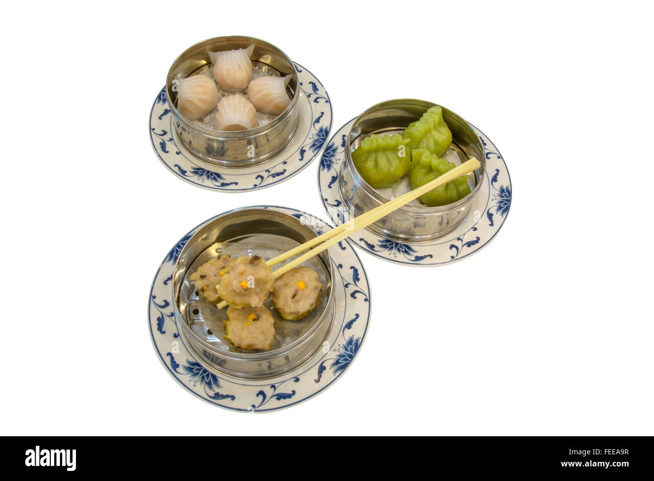 Dim Sum traditional chinese starter on white background Stock Photo - Alamy