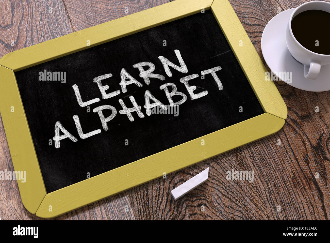 Learn Alphabet Handwritten on Chalkboard Stock Photo - Alamy