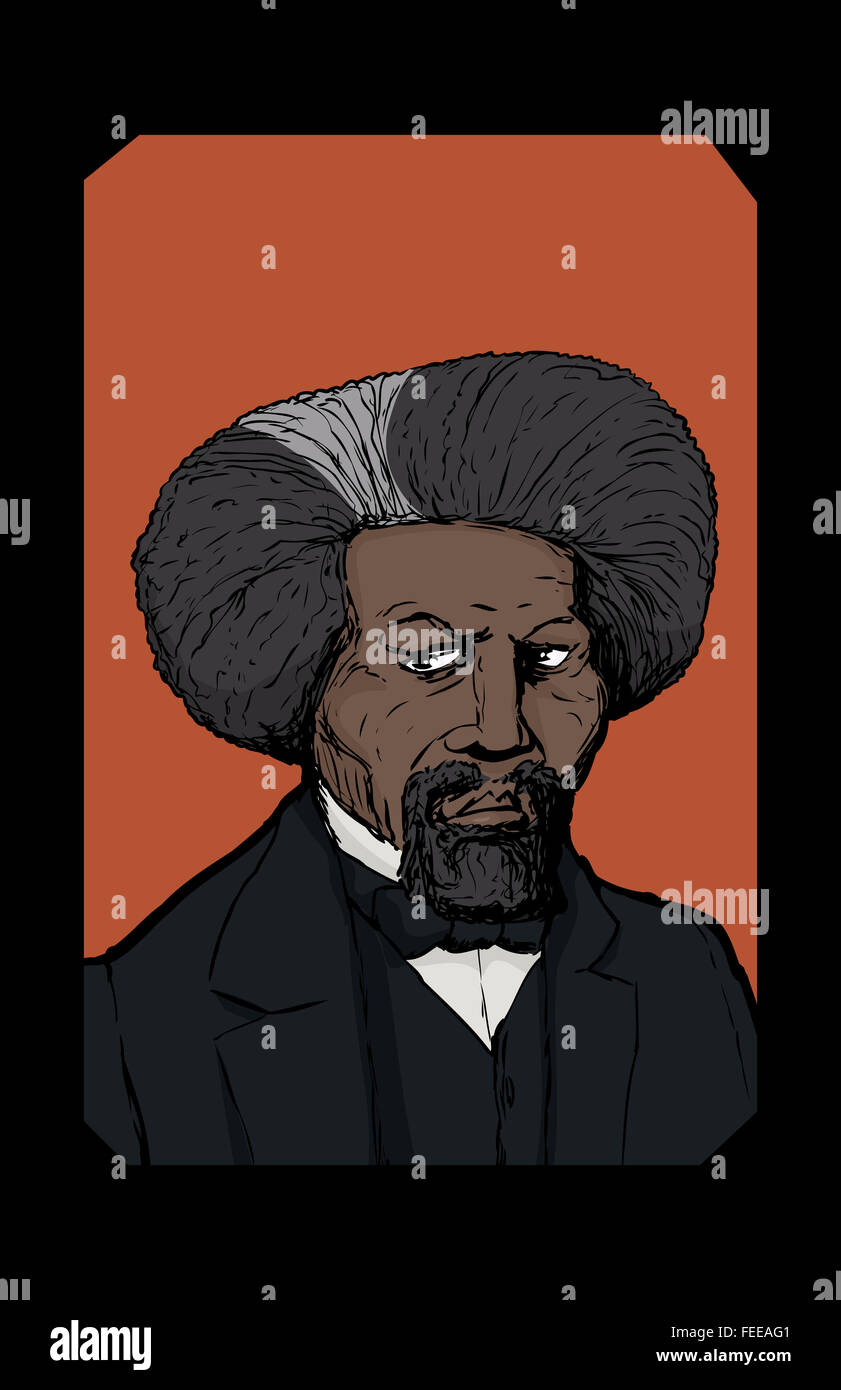 Color sketch portrait of famous African American leader named Frederick ...