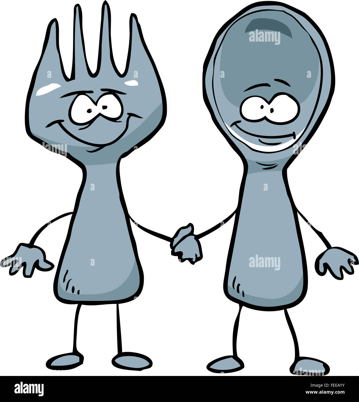 Cartoon Fork Spoon On White High Resolution Stock Photography and ...