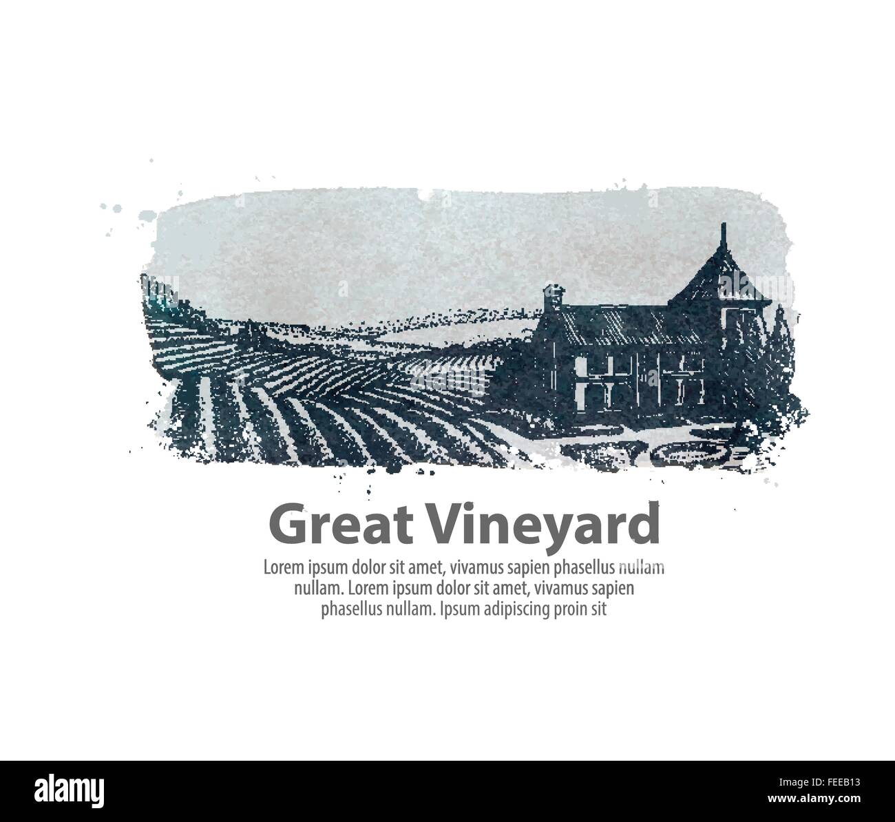 vineyard or a farm of hand-drawn sketch. vector illustration Stock ...