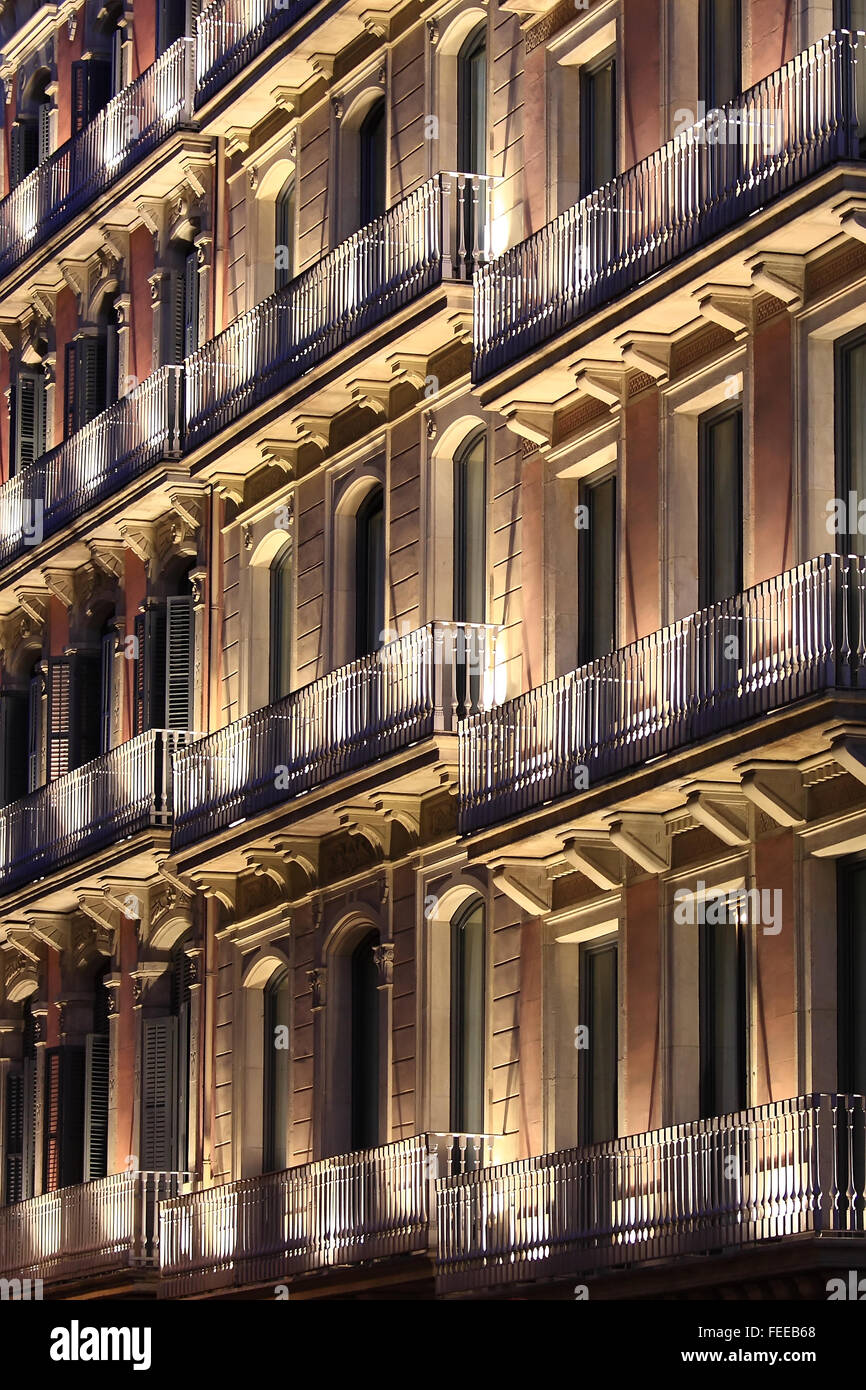 A beautiful illuminated building at night in Barcelona Stock Photo - Alamy