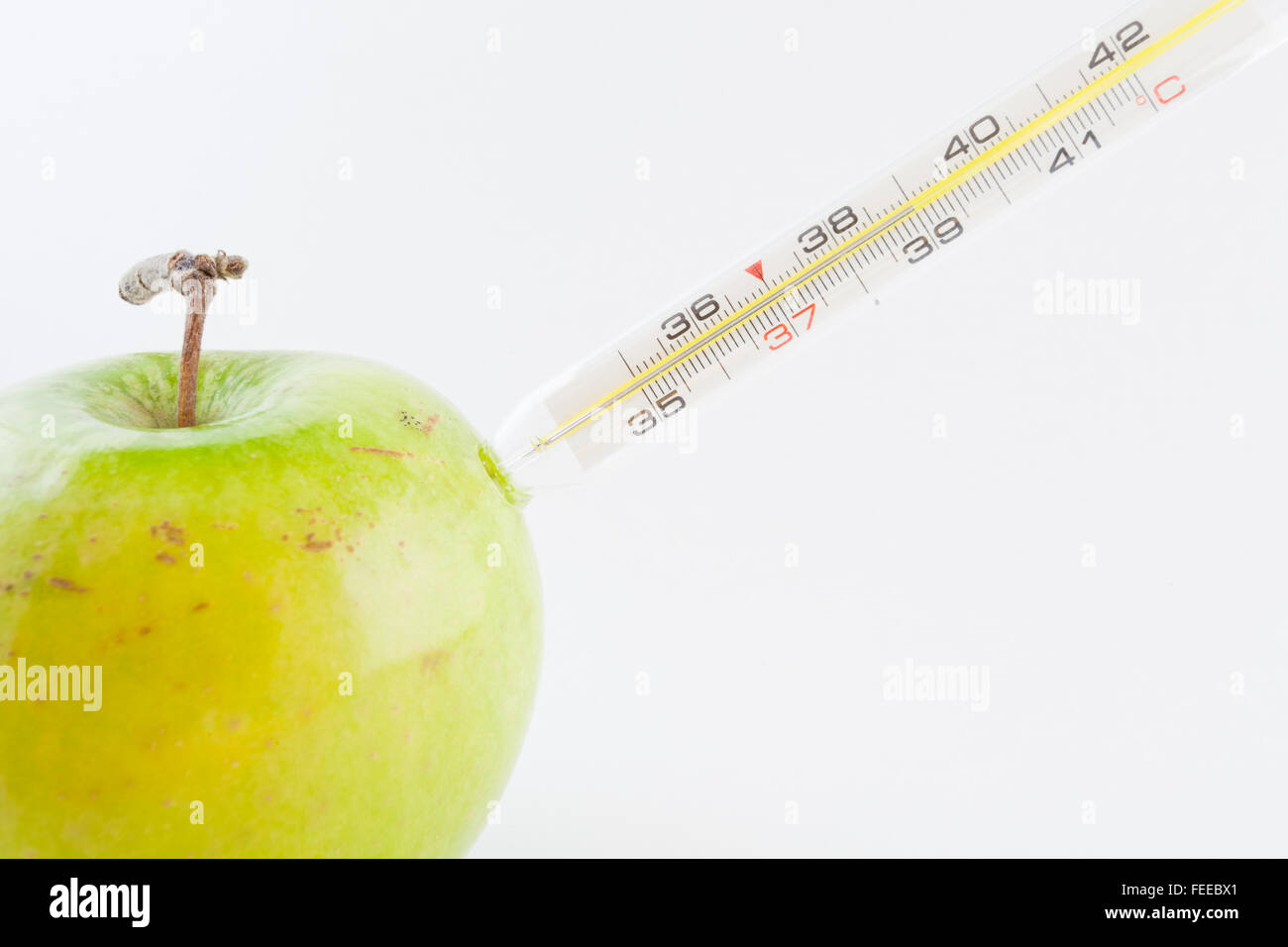 Green apple and thermometer Stock Photo - Alamy