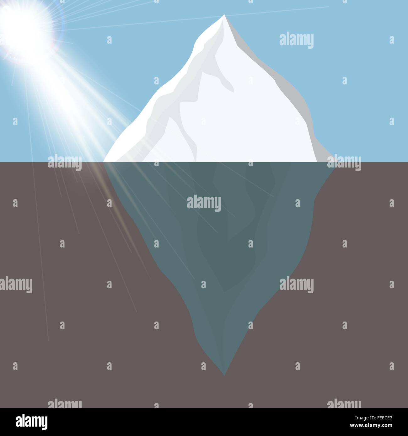 Cold Iceberg in Ocean Under Sun Shine. Vector Illustration Stock Vector ...