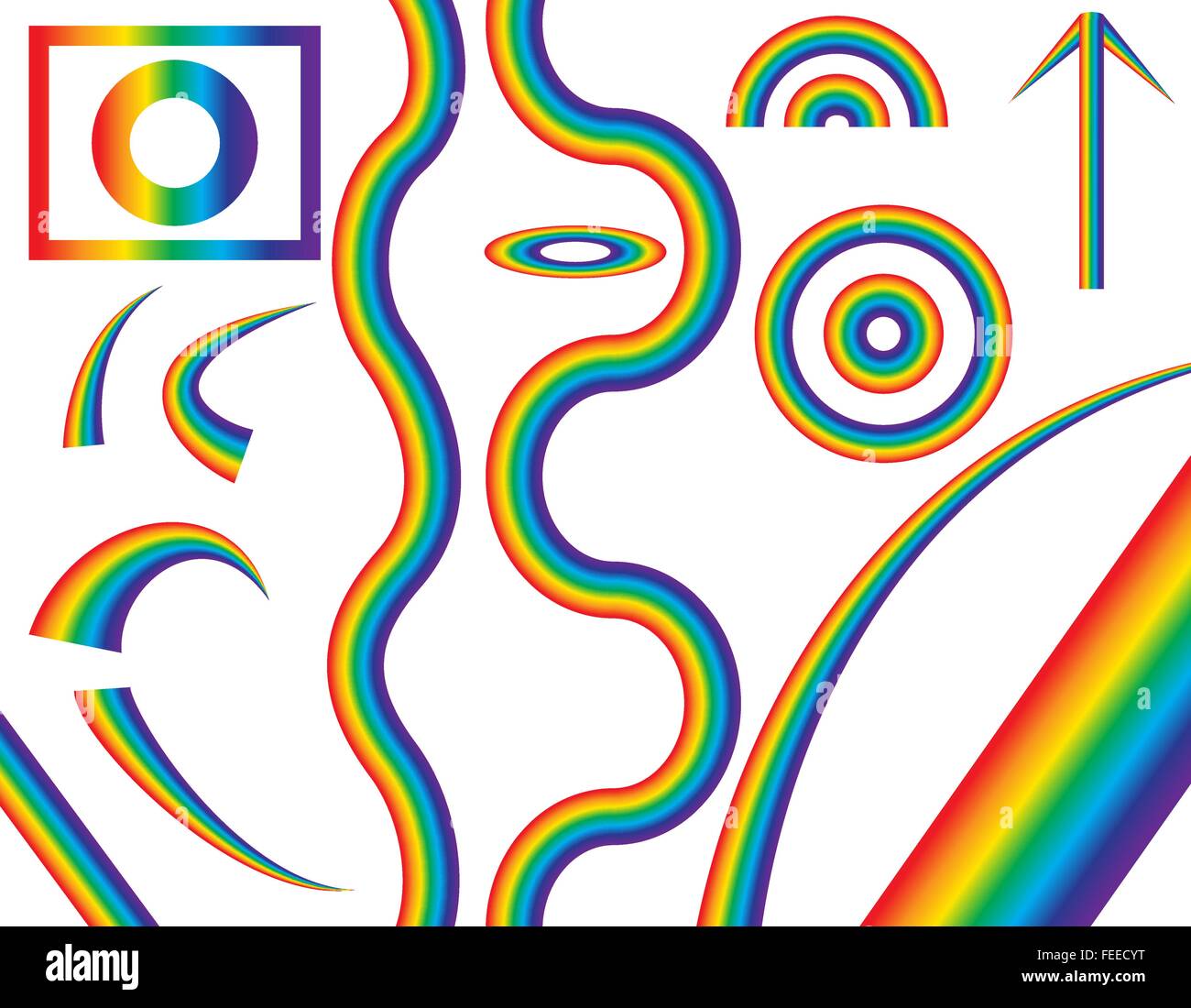 Natural Rainbow of Different Shapes. Vector Illustration Stock Vector ...
