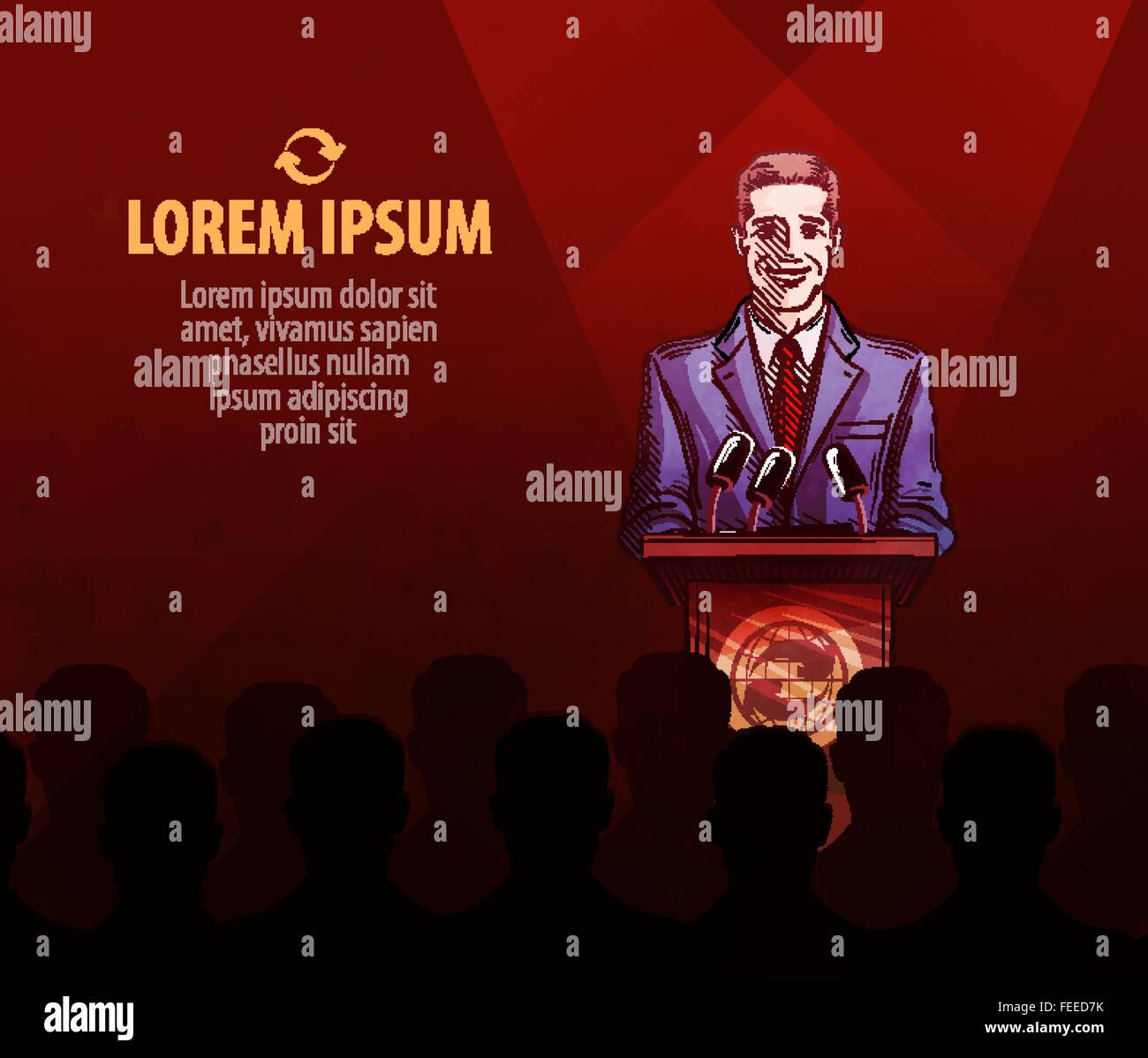 Auction, bidding or a press conference. man at the podium speaks to ...