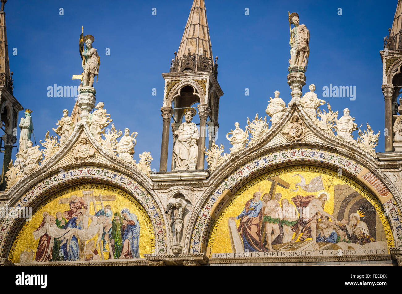 Gable detail and mosaics, Basilica San Marco (Saint Mark's Cathedral ...