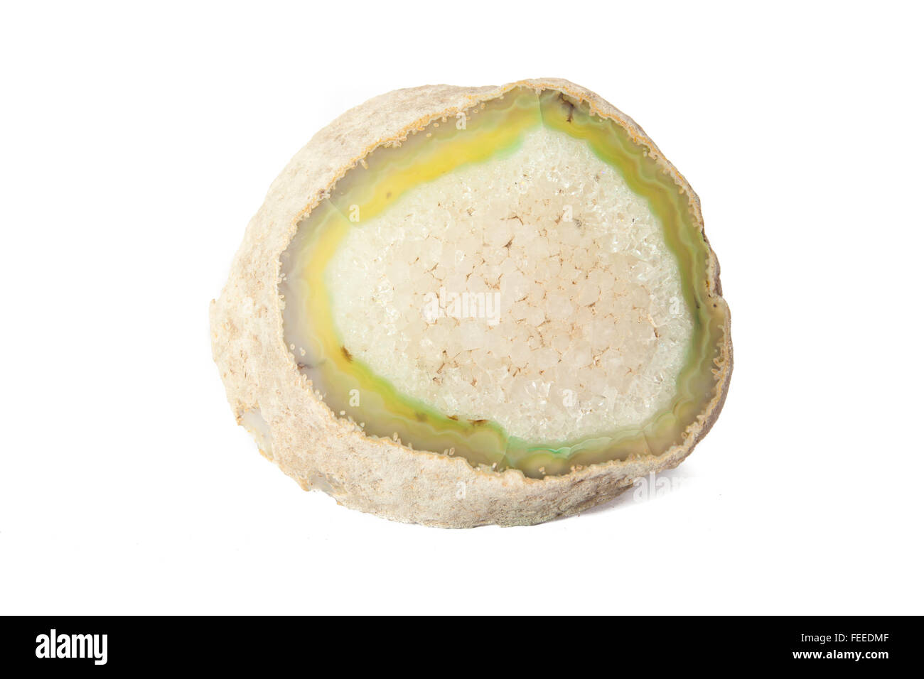Section of a white and green geode Stock Photo - Alamy