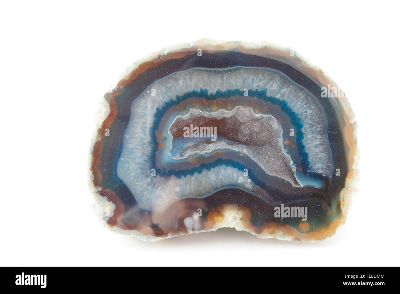 Section of a white and blue geode Stock Photo - Alamy