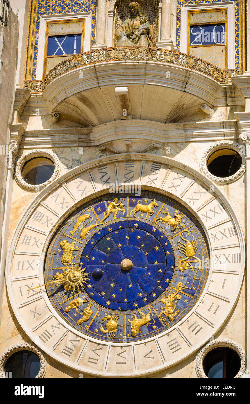 The Torre dell'Orologio (Clock tower) in the Piazza San Marco, Venice ...