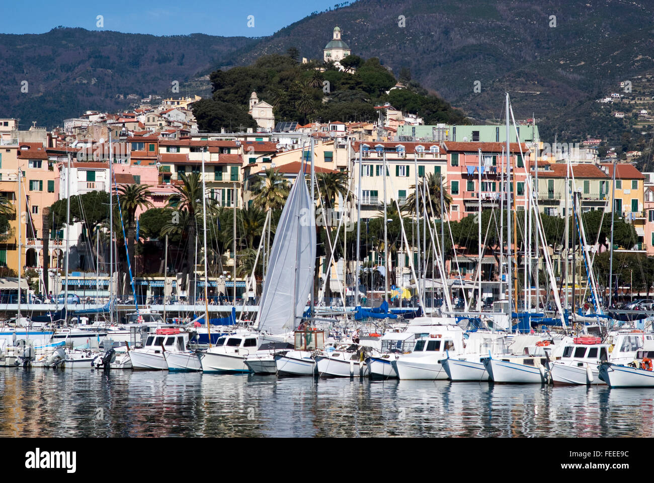 Panorama of Sanremo from the sea, Italy Stock Photo - Alamy