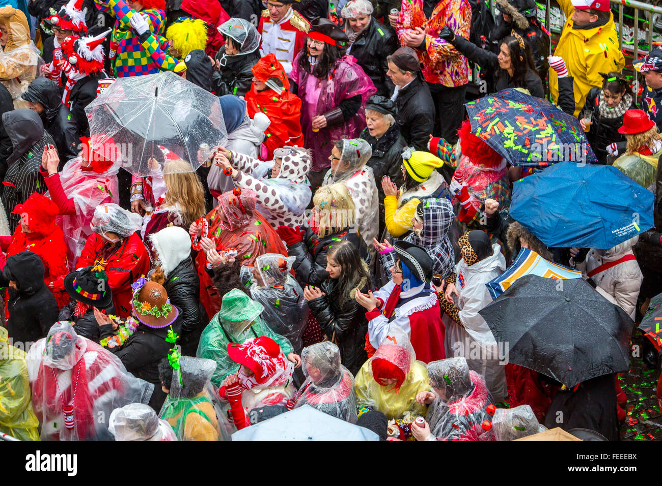 Street carnival party at shrove Thursday in Cologne, Germany Stock ...
