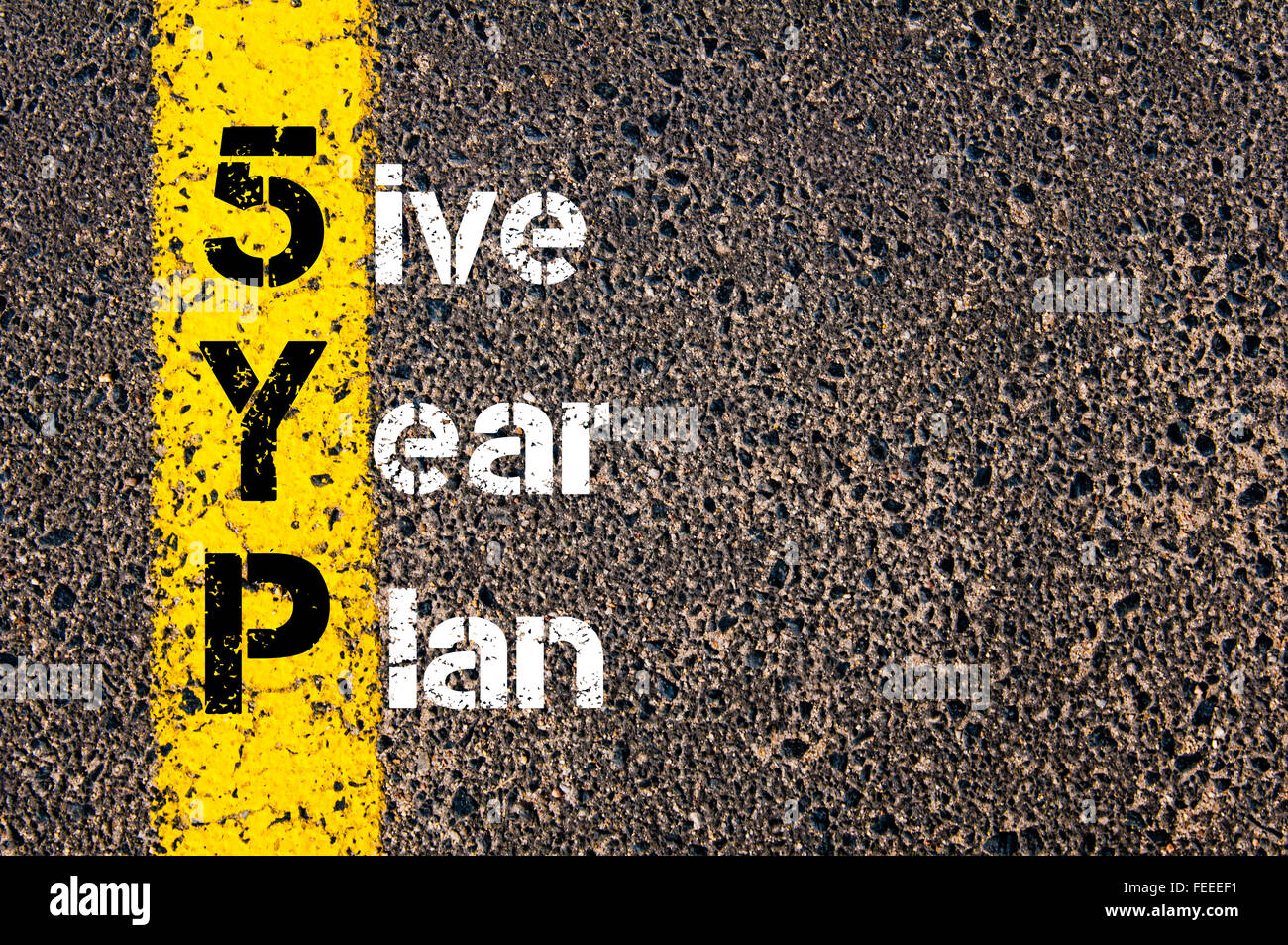 Concept image of Business Acronym 5YP FIVE YEAR PLAN written over road ...