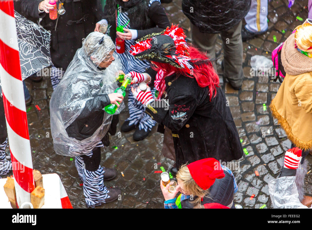 Street carnival party at shrove Thursday in Cologne, Germany Stock ...