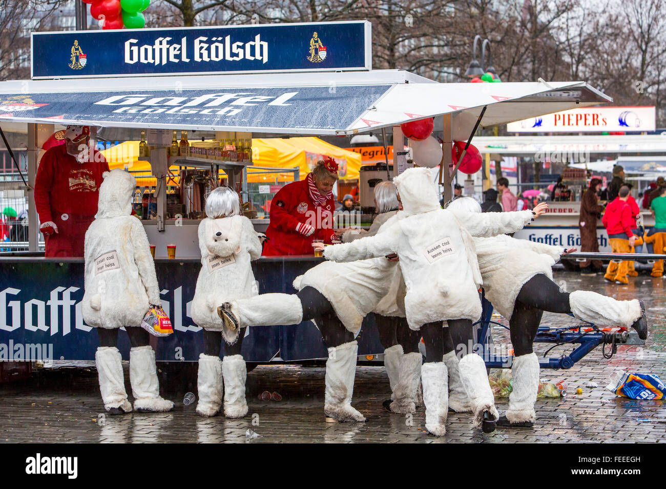 Street carnival party at shrove Thursday in Cologne, Germany Stock ...