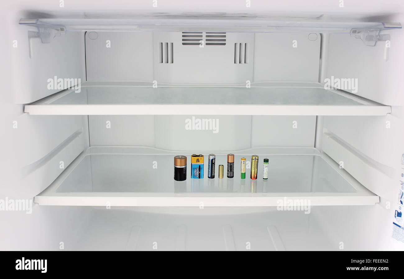 Batteries in the freezer Stock Photo - Alamy