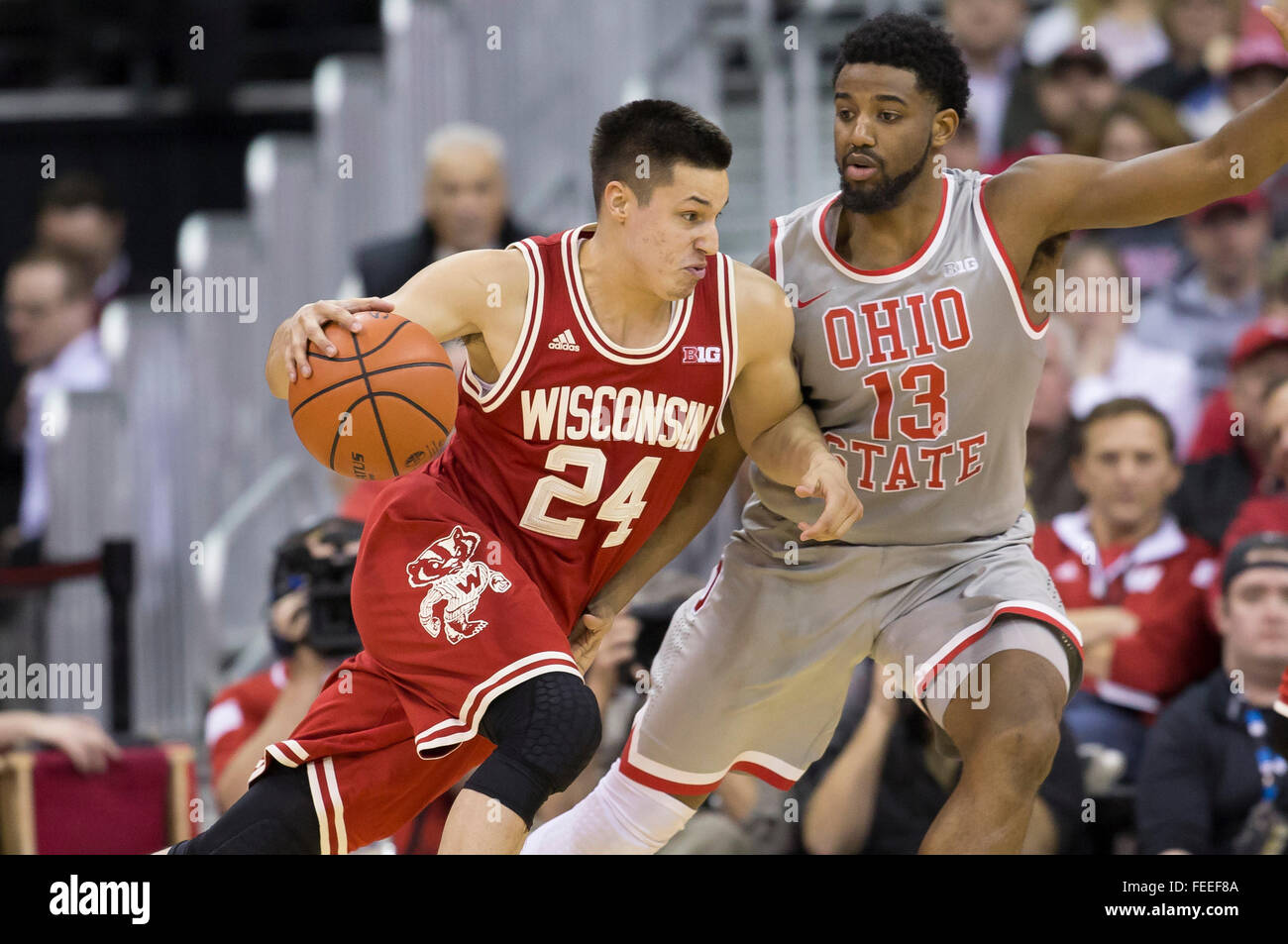 Madison, WI, USA. 4th Feb, 2016. Wisconsin Badgers guard Bronson Koenig ...