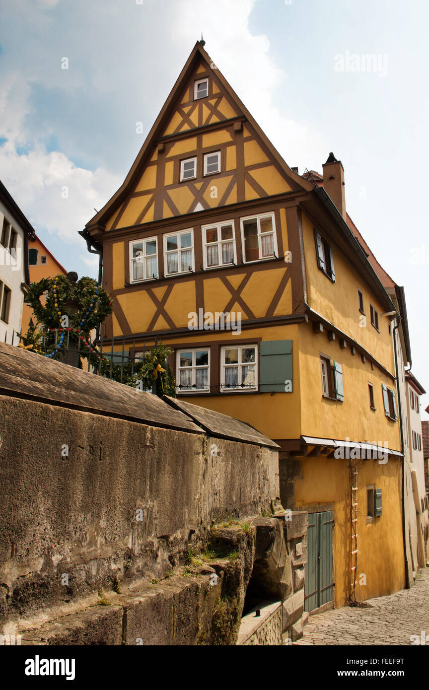 medieval house in historic old town Rothenburg ob der Tauber, Bayern ...