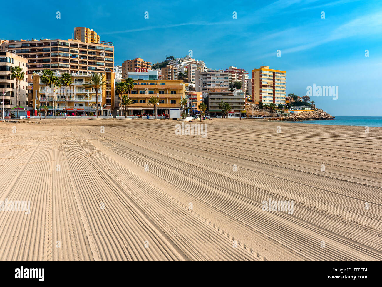 Empty beach of Finestrat in Benidorm. Alicante, Spain Stock Photo - Alamy
