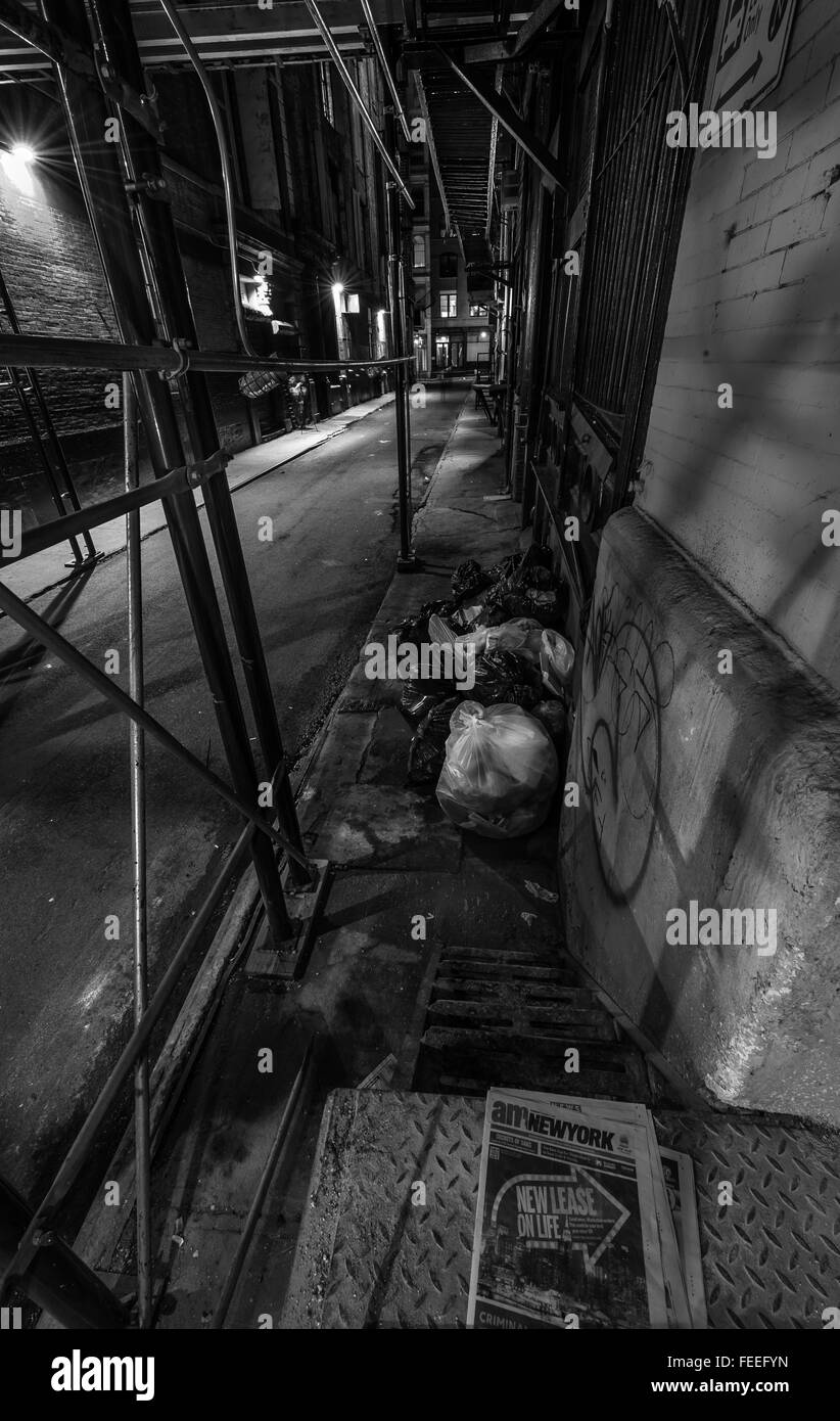 B&W Night images of street in the Bronx New York Stock Photo - Alamy