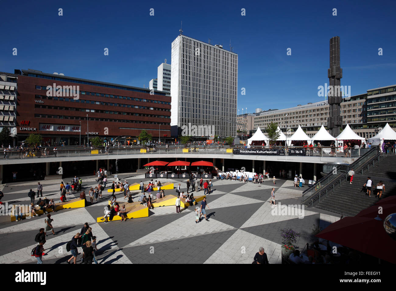 Sergels Torg square with its iconic triangular pattern plaza, Stockholm ...