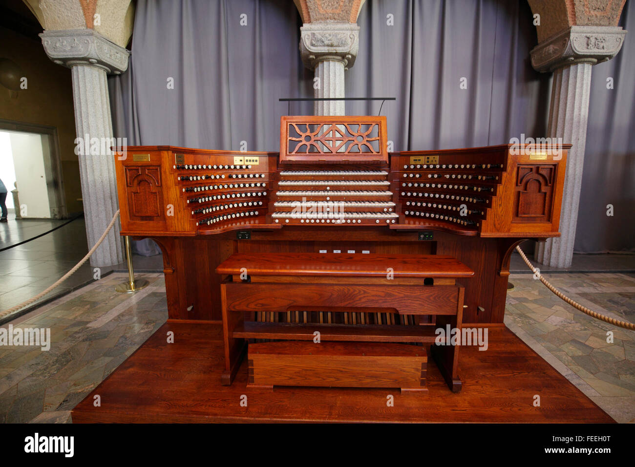Organ console in the Blue Room at at Stockholm city hall, Stockholm ...