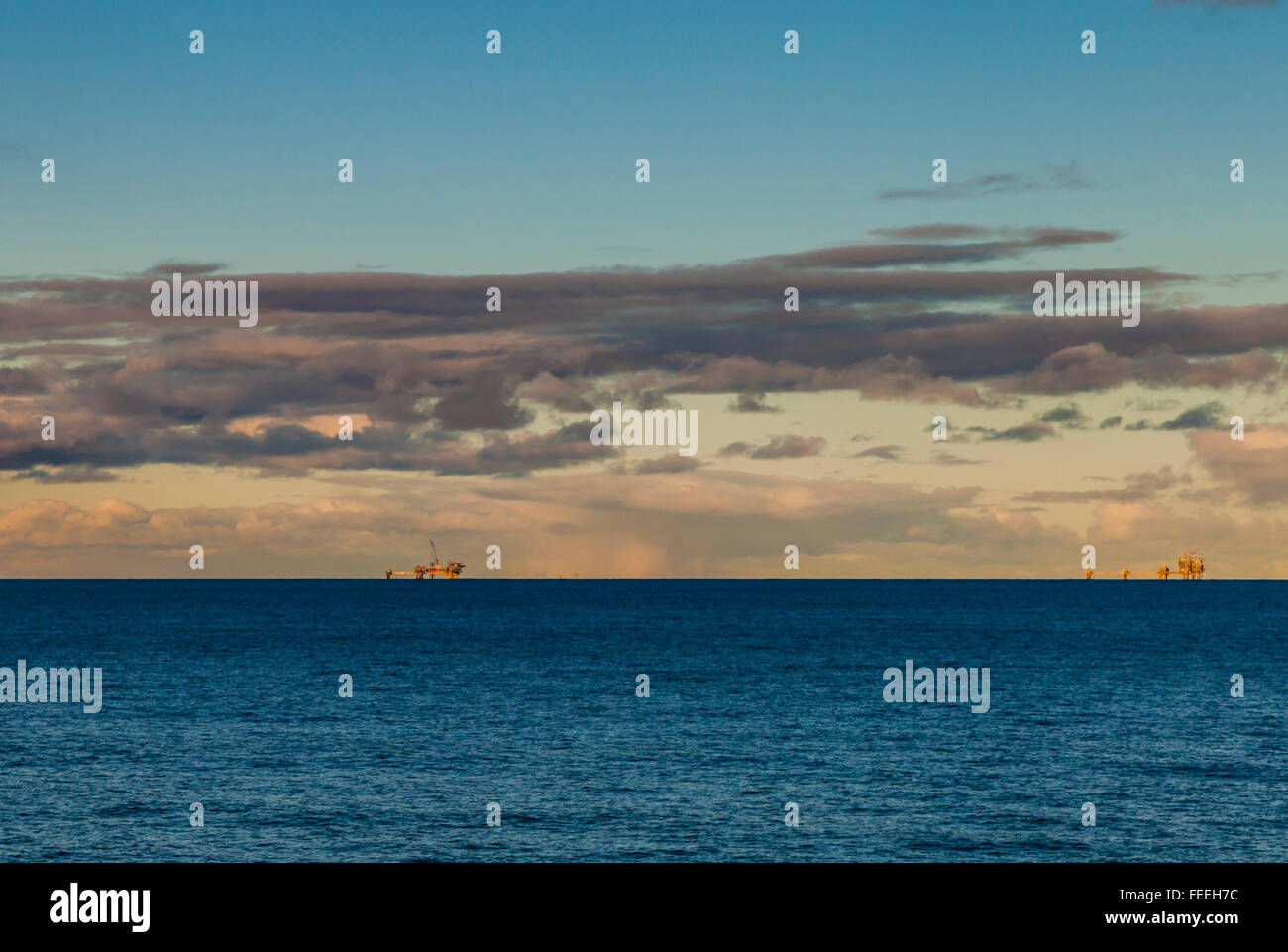 North Sea gas platforms in the morning Stock Photo - Alamy