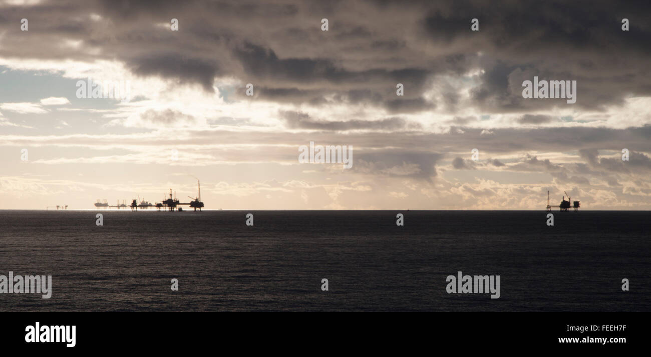 North Sea gas platforms in the morning Stock Photo - Alamy