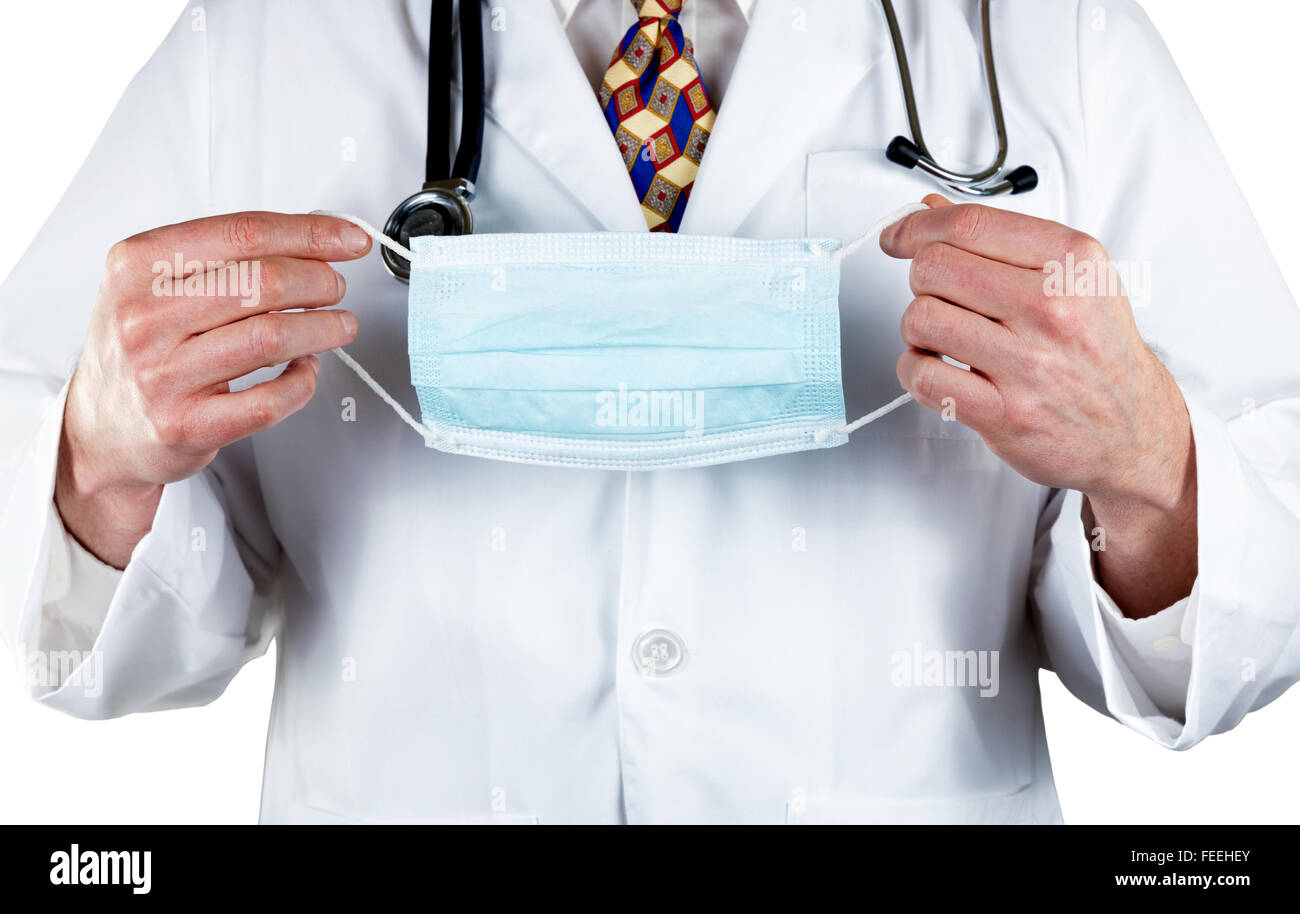 Close up front view of doctor holding a surgical mask in front Stock ...