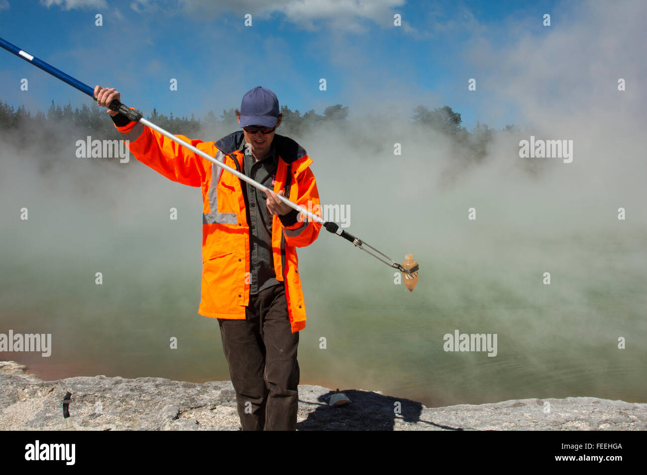 GNS scientist Matt Stott is sampling microorganisms from the Champagne ...