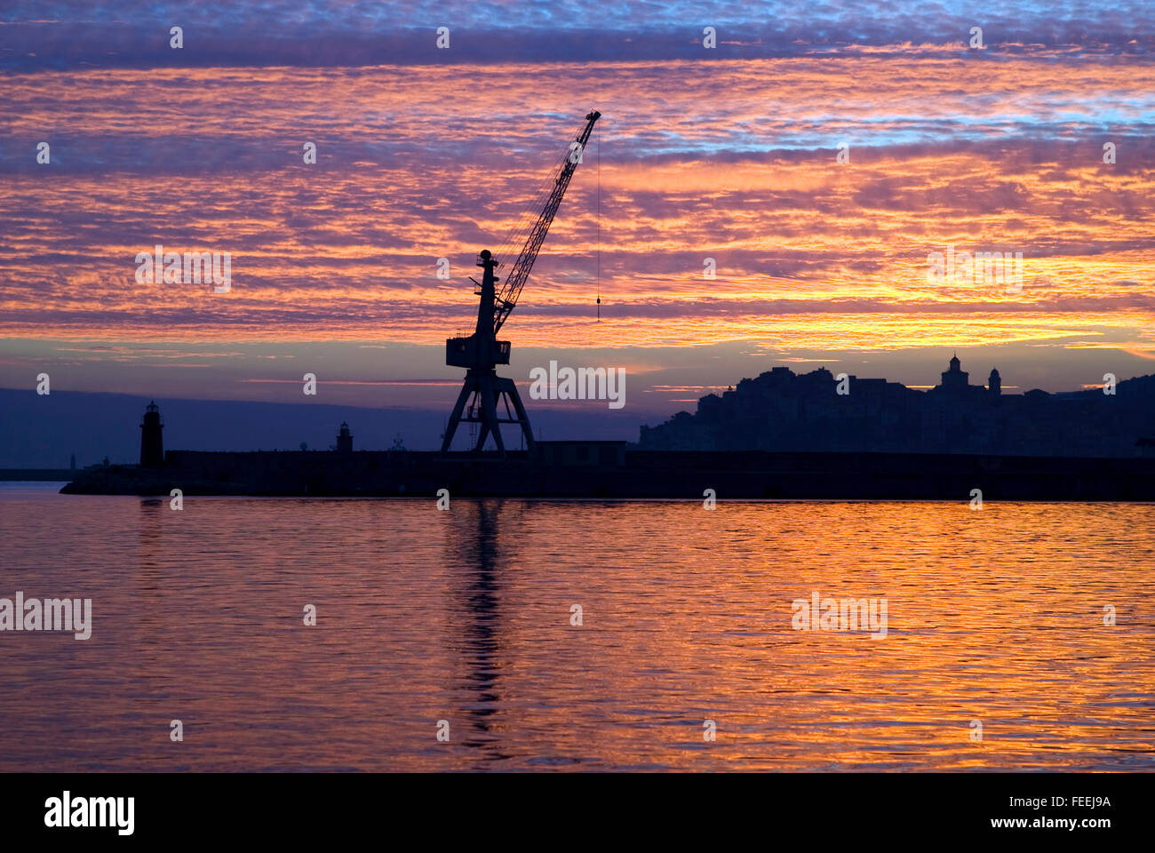 Italian Riviera. Sunset in clouds sky Stock Photo - Alamy