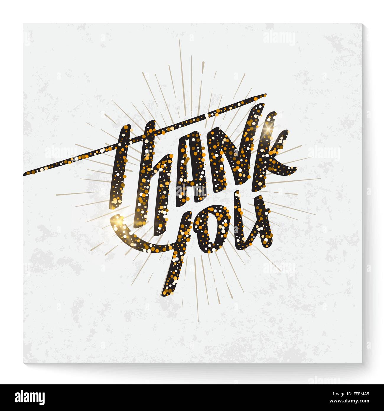 Square thank you card with modern lettering made of glitter Stock ...