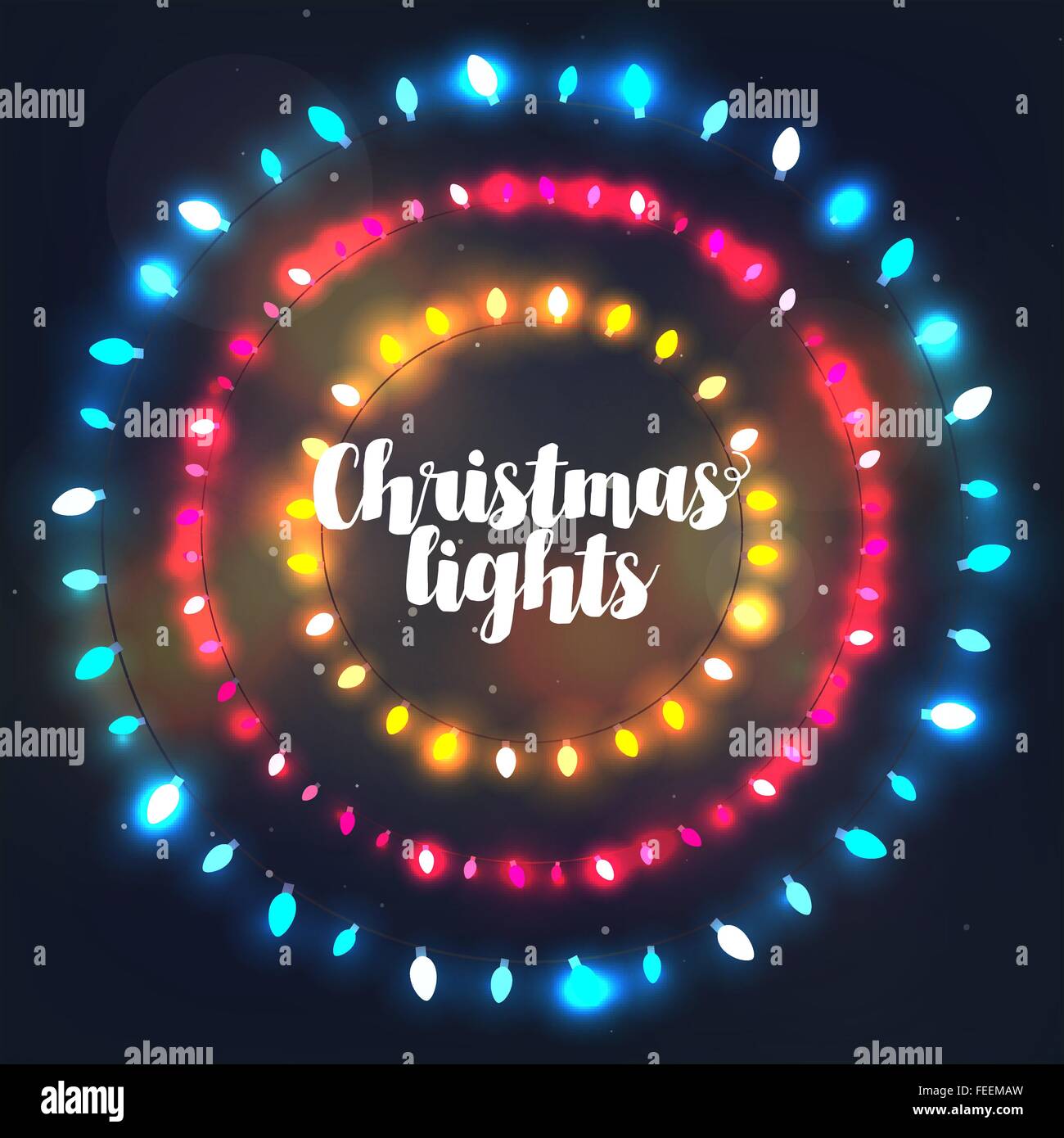 Christmas lights string circle frame Stock Vector Images - Alamy