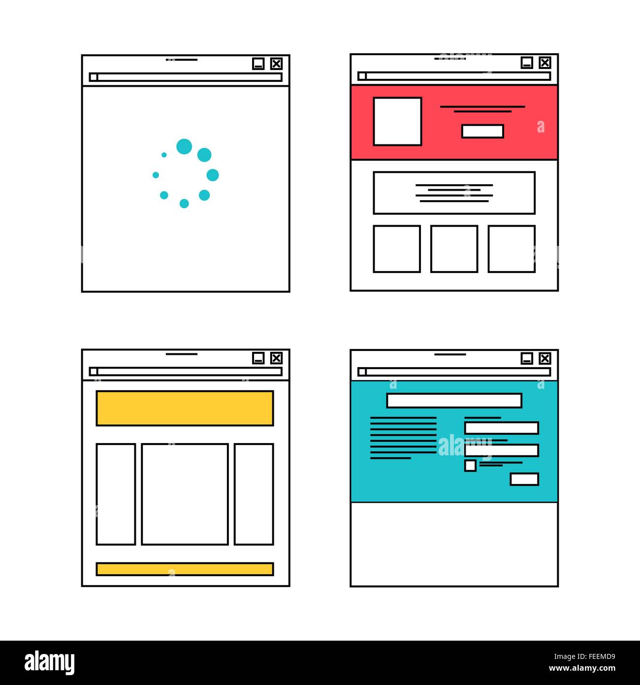 Basic website layout illustrations in flat style Stock Vector Image ...