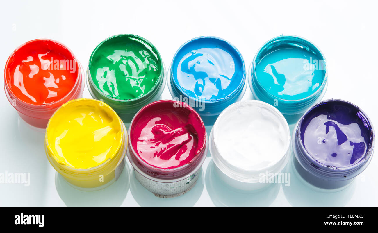 small set of colored acrylic paints Stock Photo - Alamy