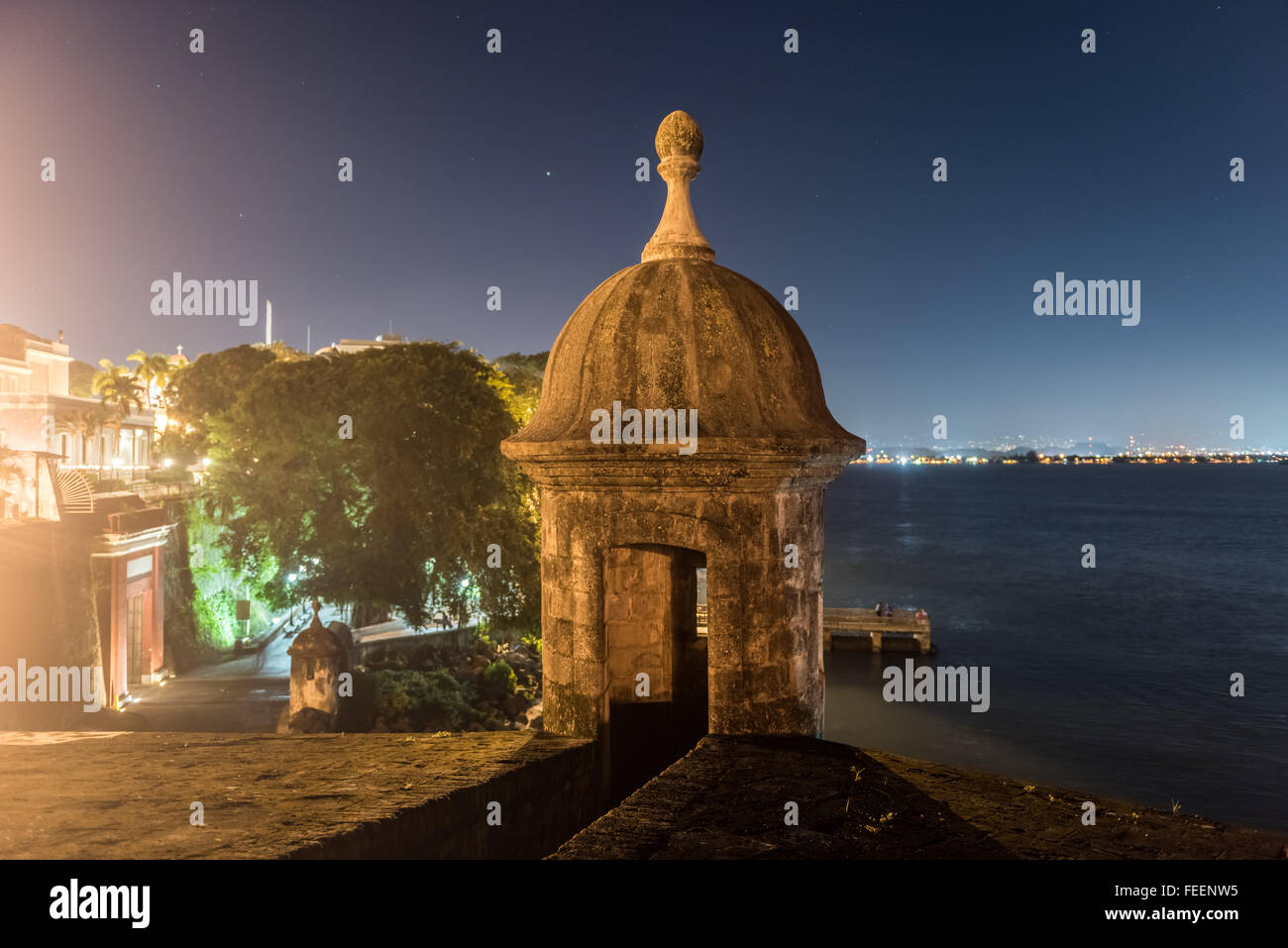 Lookout Tower along the walls of Old San Juan, Puerto Rico from Plaza ...