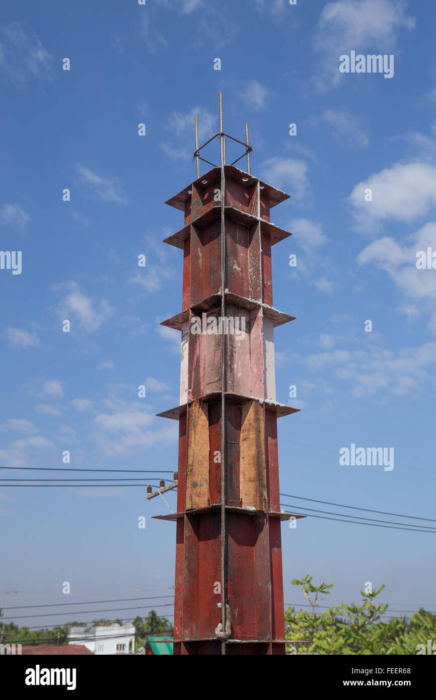 concrete pillar mold for house construction at construction site Stock ...