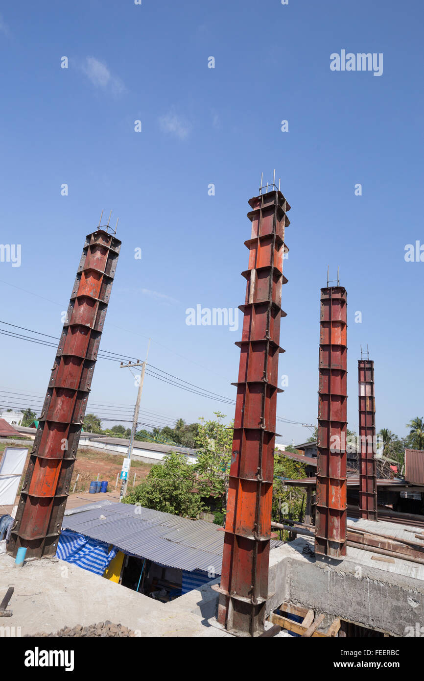 concrete pillar mold for house construction at construction site Stock ...